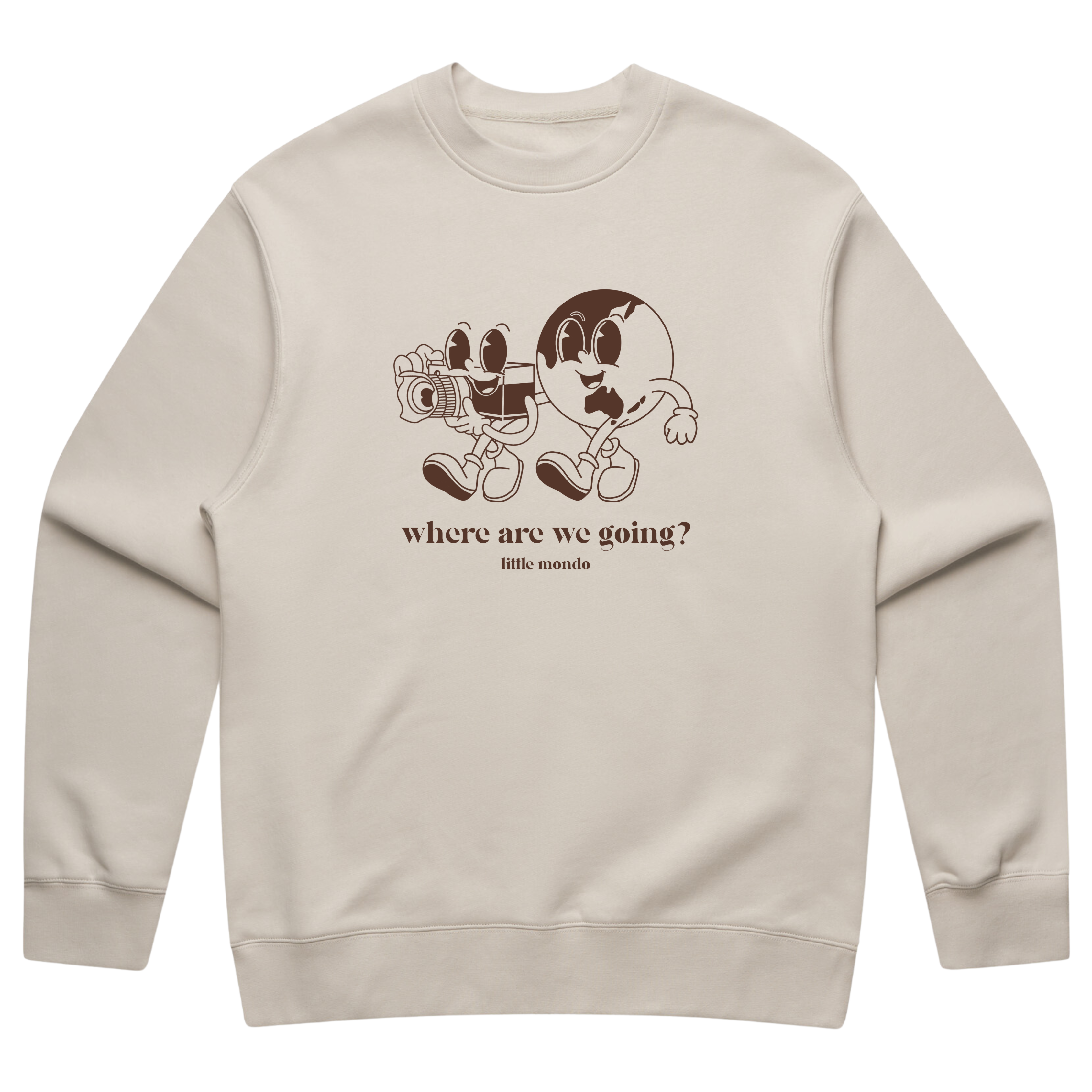 Bone 'Where are we going?' Crew Neck – LITTLE MONDO